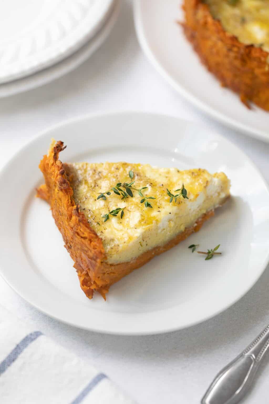 Sweet Potato Crust Quiche (with Goat Cheese!) - Meaningful Eats