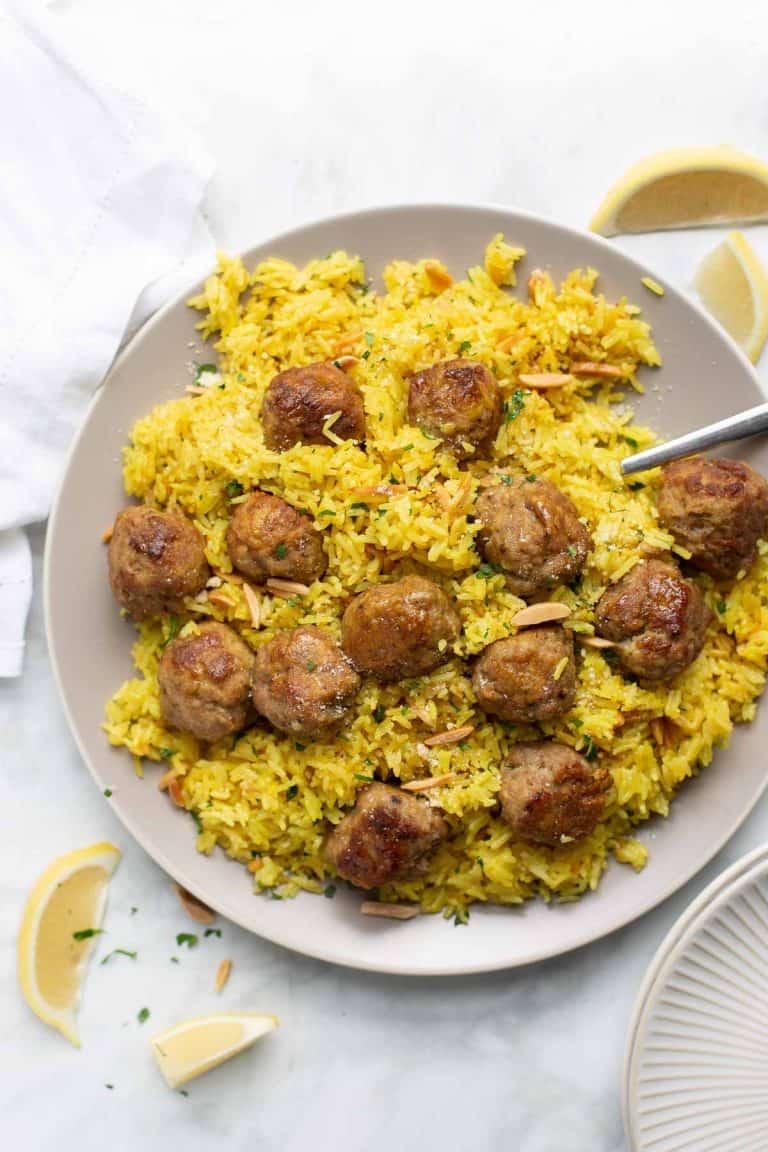Instant Pot Turkey Meatballs and Yellow Rice - Meaningful Eats