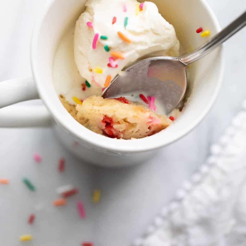 Easy, Gluten-Free Funfetti Mug Cake - Meaningful Eats