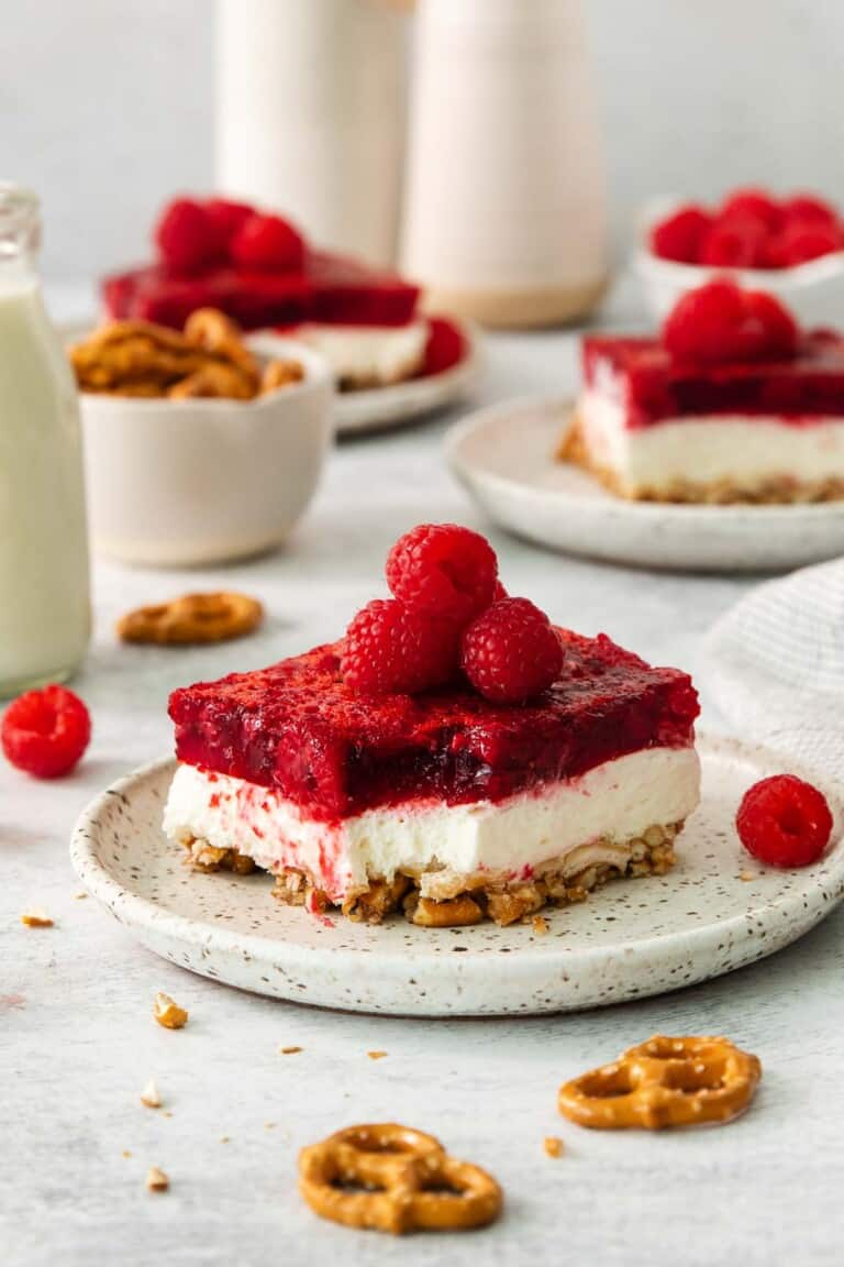 Gluten-Free Raspberry Pretzel Salad - Meaningful Eats