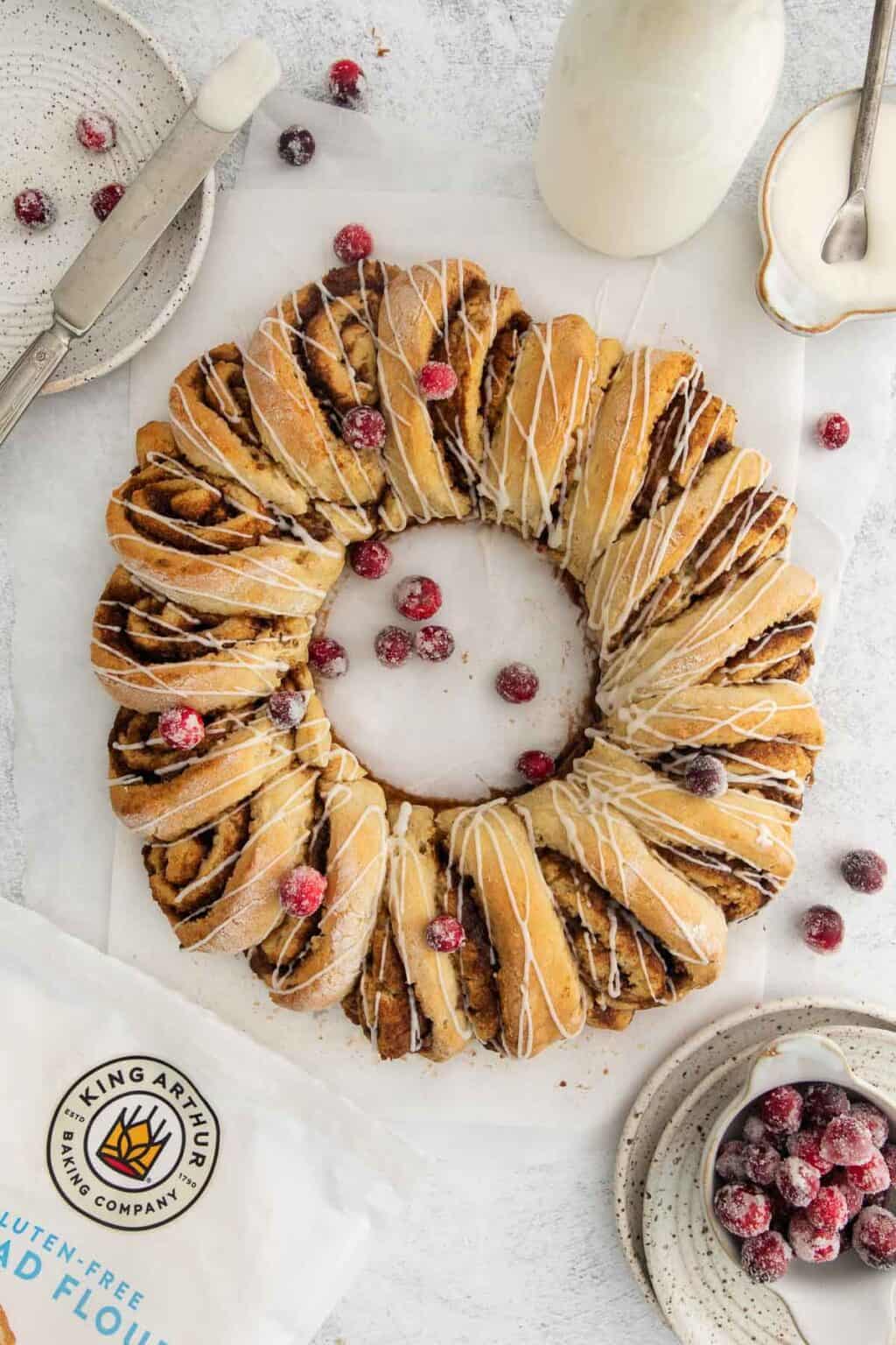 Gluten-Free Cinnamon Roll Wreath - Meaningful Eats