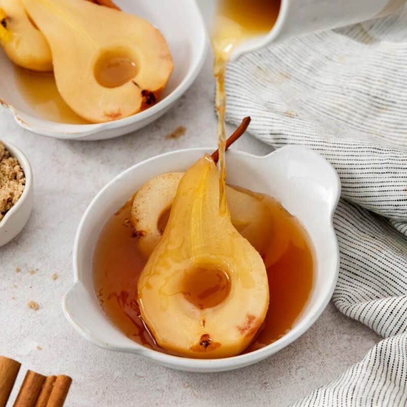 Poached Pears (Apple Cider) - Meaningful Eats